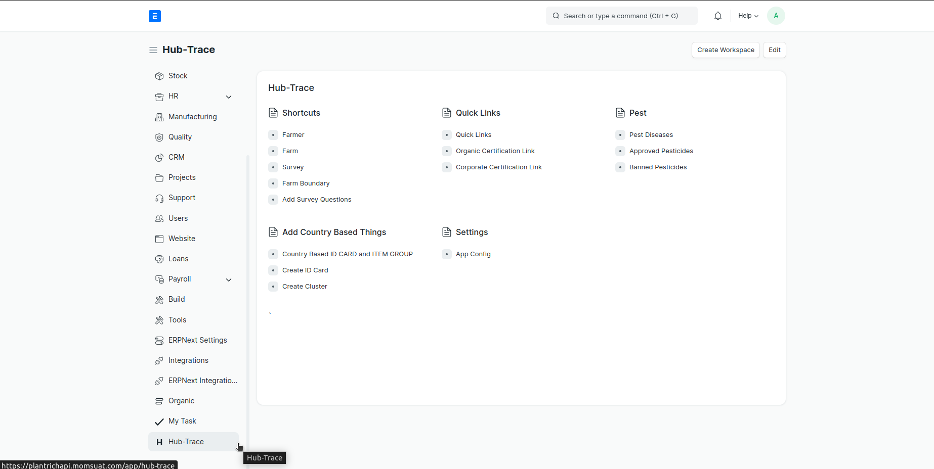 Momscode - Hub-Trace Integration With ERPNext